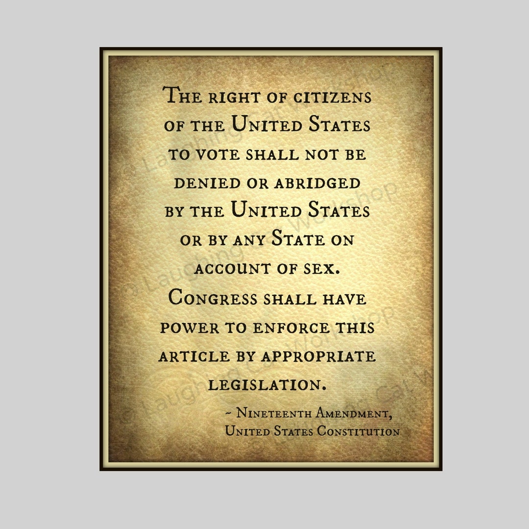 19th Amendment United States Constitution Art Print Attorney Lawyer Art ...