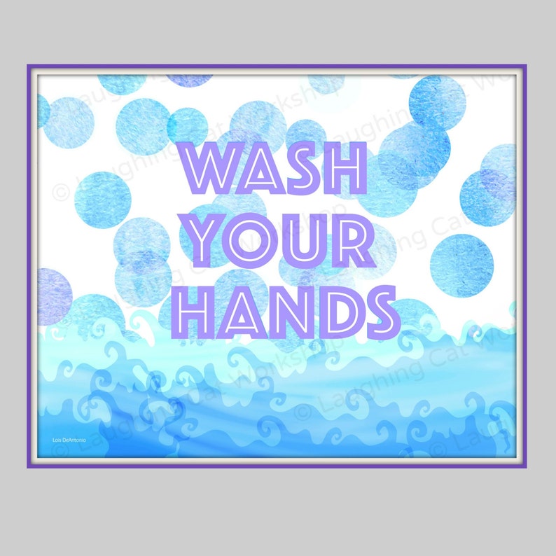 Wash Your Hands COVID Disease Prevention Bubble Bathroom Art - Etsy