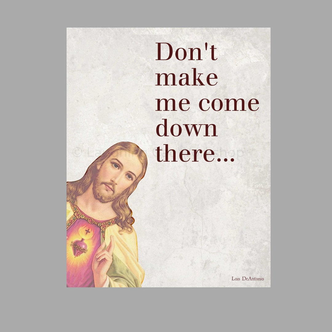 Funny God Art Whimsical Jesus Print Catholic Christian Poster Kids ...