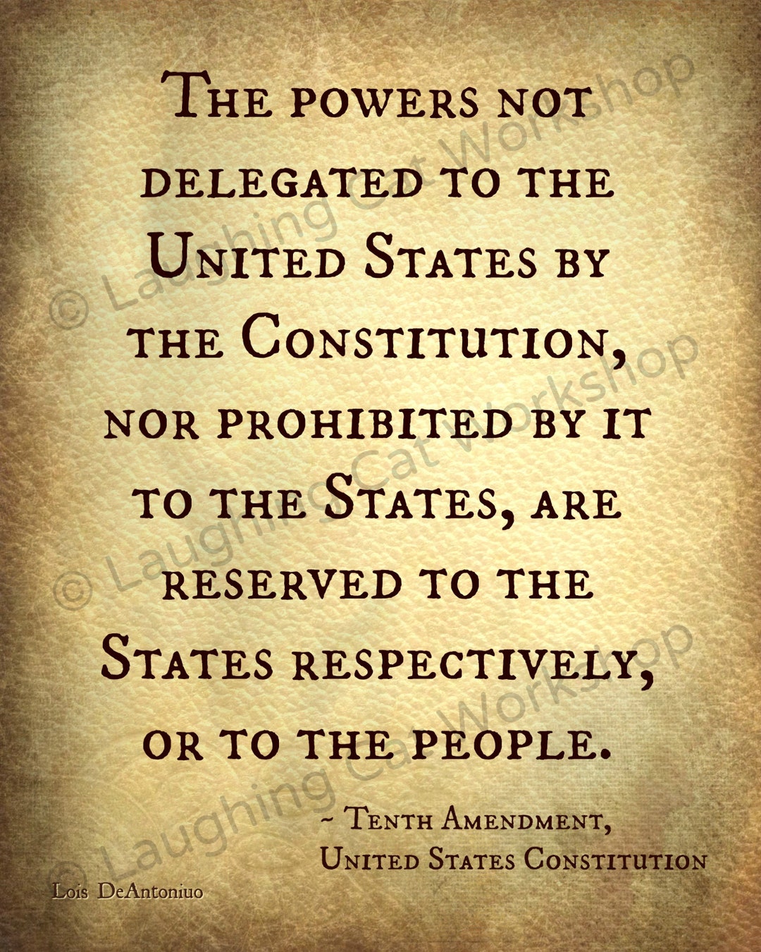 Tenth 10th Amendment US Constitution Art Print Federal State Power ...