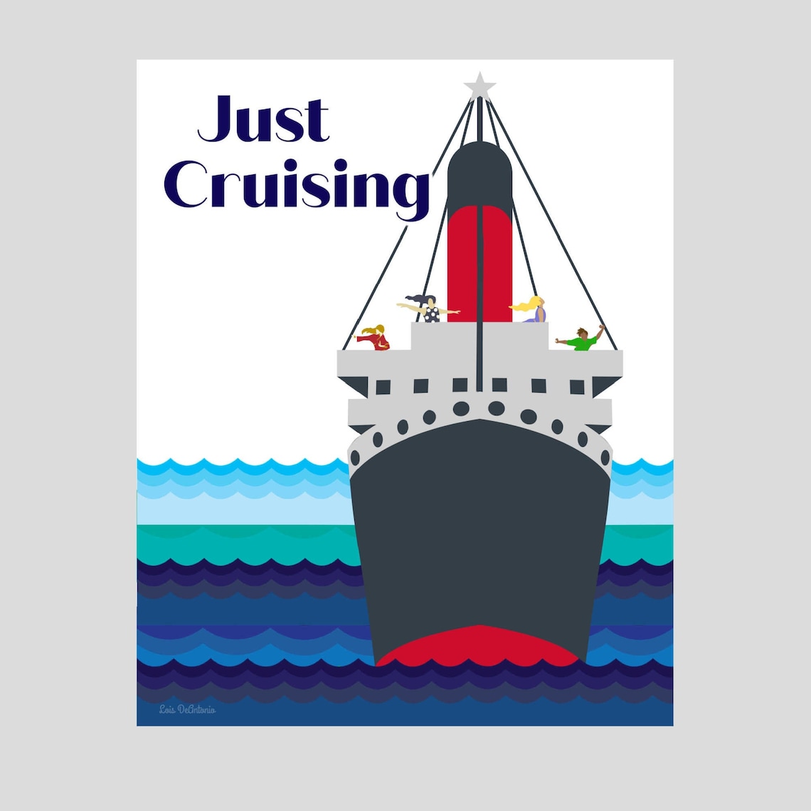 Cruise Vacation Print Modern Art Print Sea Ocean Beach Water Whimsical ...