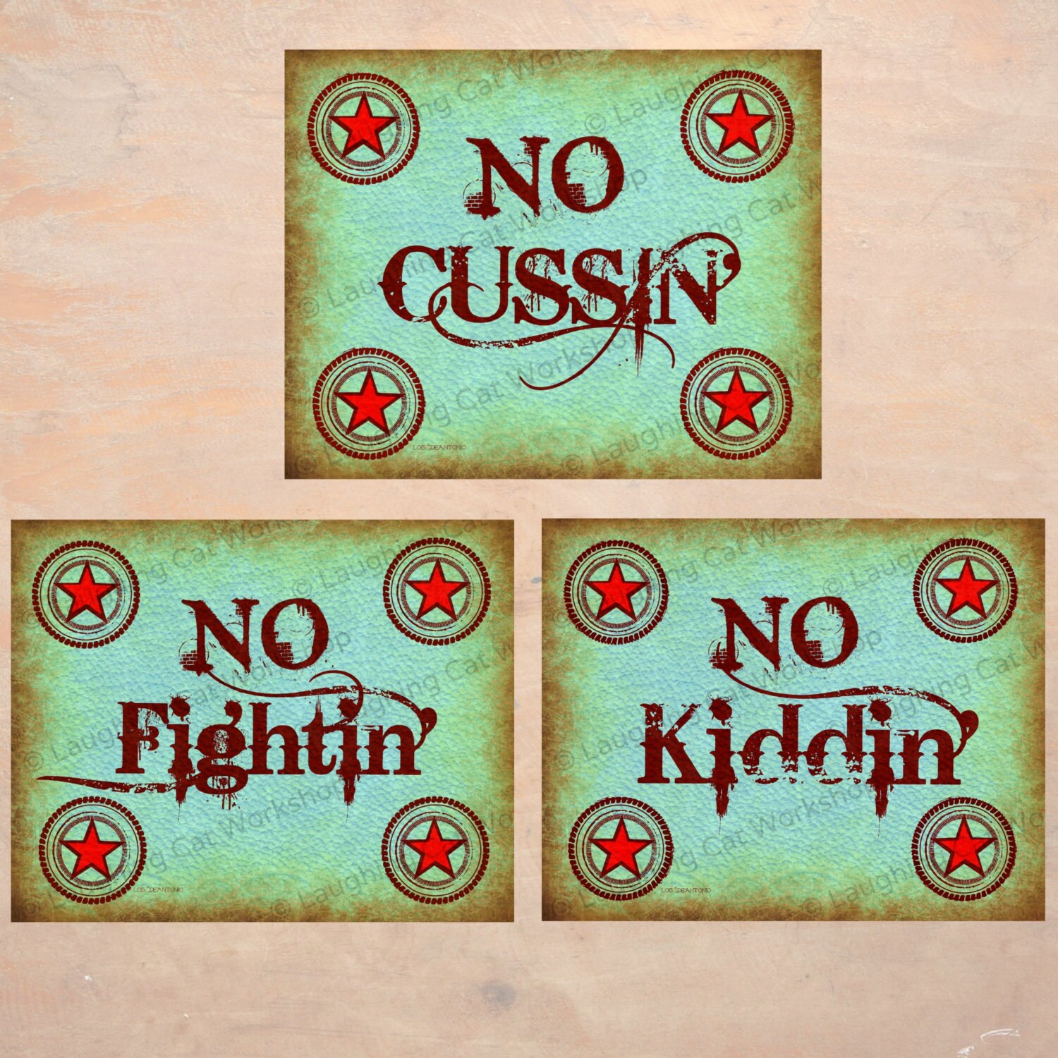 Funny Country Western 3 Prints Set Funny Rustic Wall Decor | Etsy