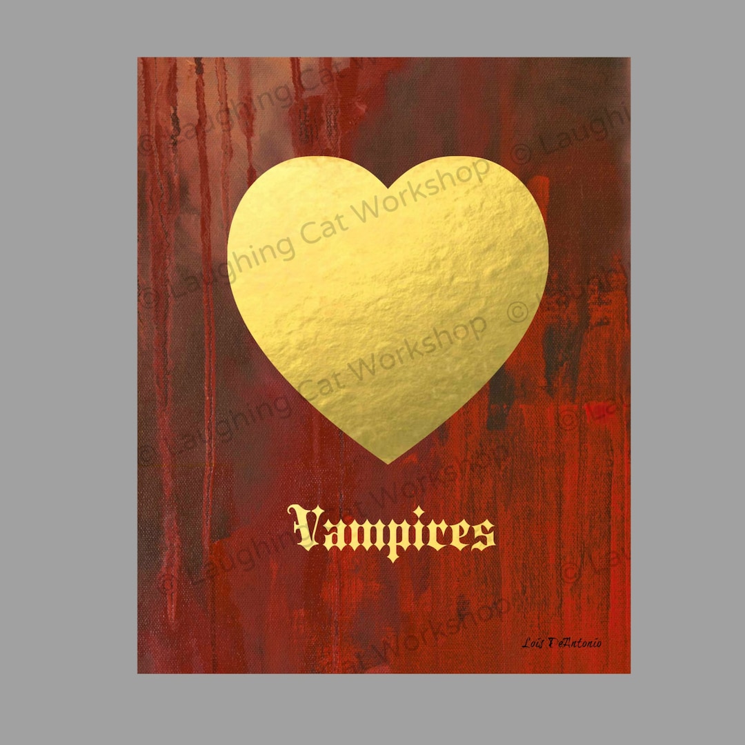 Hipster Vampire Dorm Decor Halloween Vampire Heart Art Gold Heart Print ...