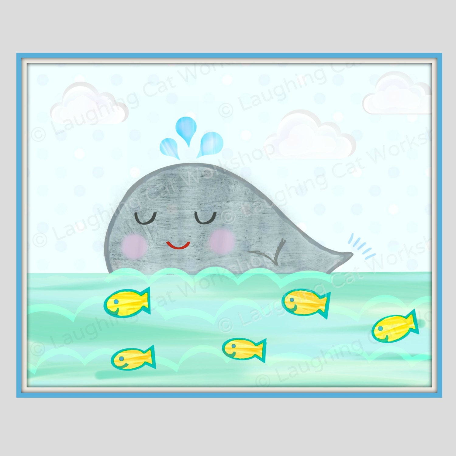 Whale Art Whimsical Baby Nursery Decor Nautical Children - Etsy