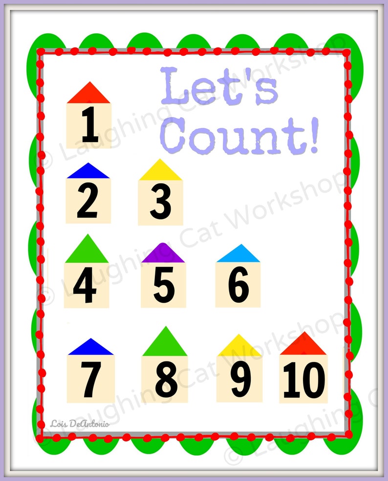 Counting Numbers Art Math Teacher Education Poster Baby Nursery Decor ...