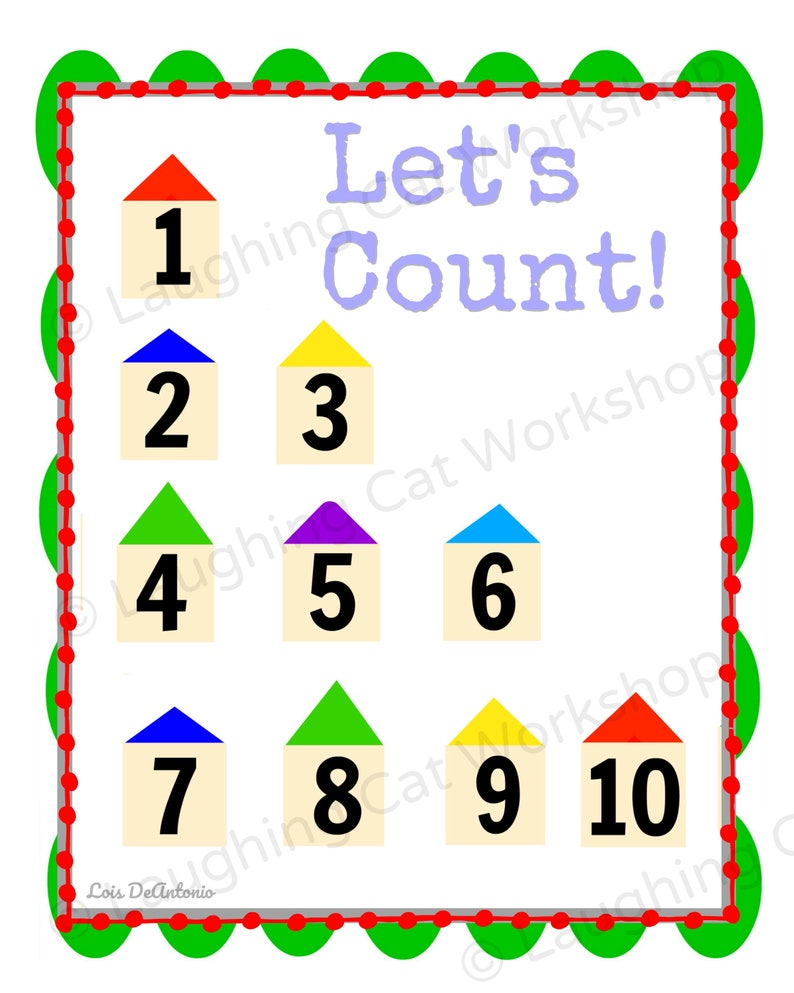 Counting Numbers Art Math Teacher Education Poster Baby Nursery Decor ...