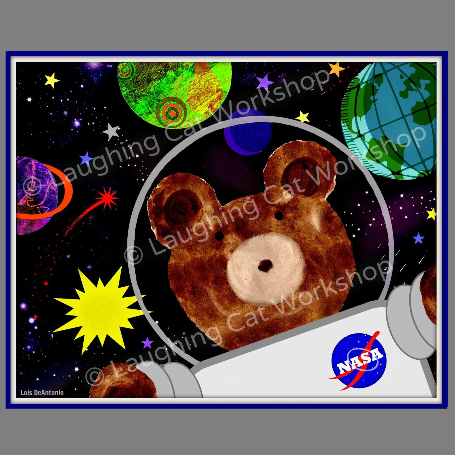 Children's Teddy Bear Art Print Whimsical Baby Nursery Decor Kid Room ...