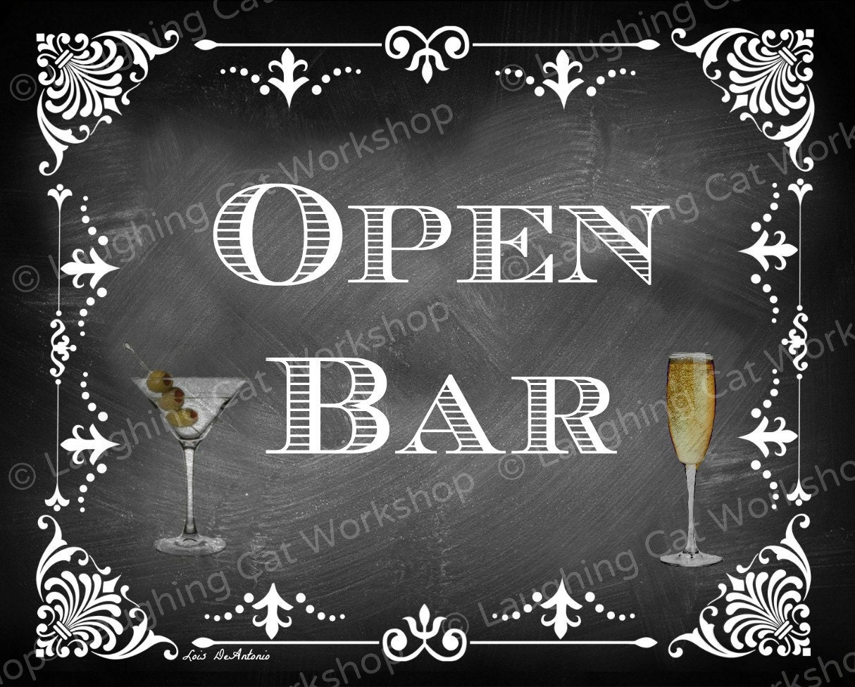 Chalkboard Style Wedding Decor Open Bar Sign Happy New Year Adult Party ...