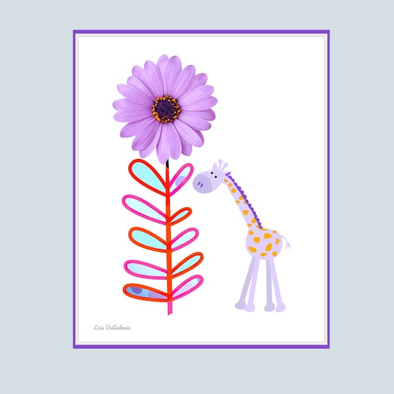 Whimsical Giraffe Art Print Children's Wall Decor Pop Art | Etsy
