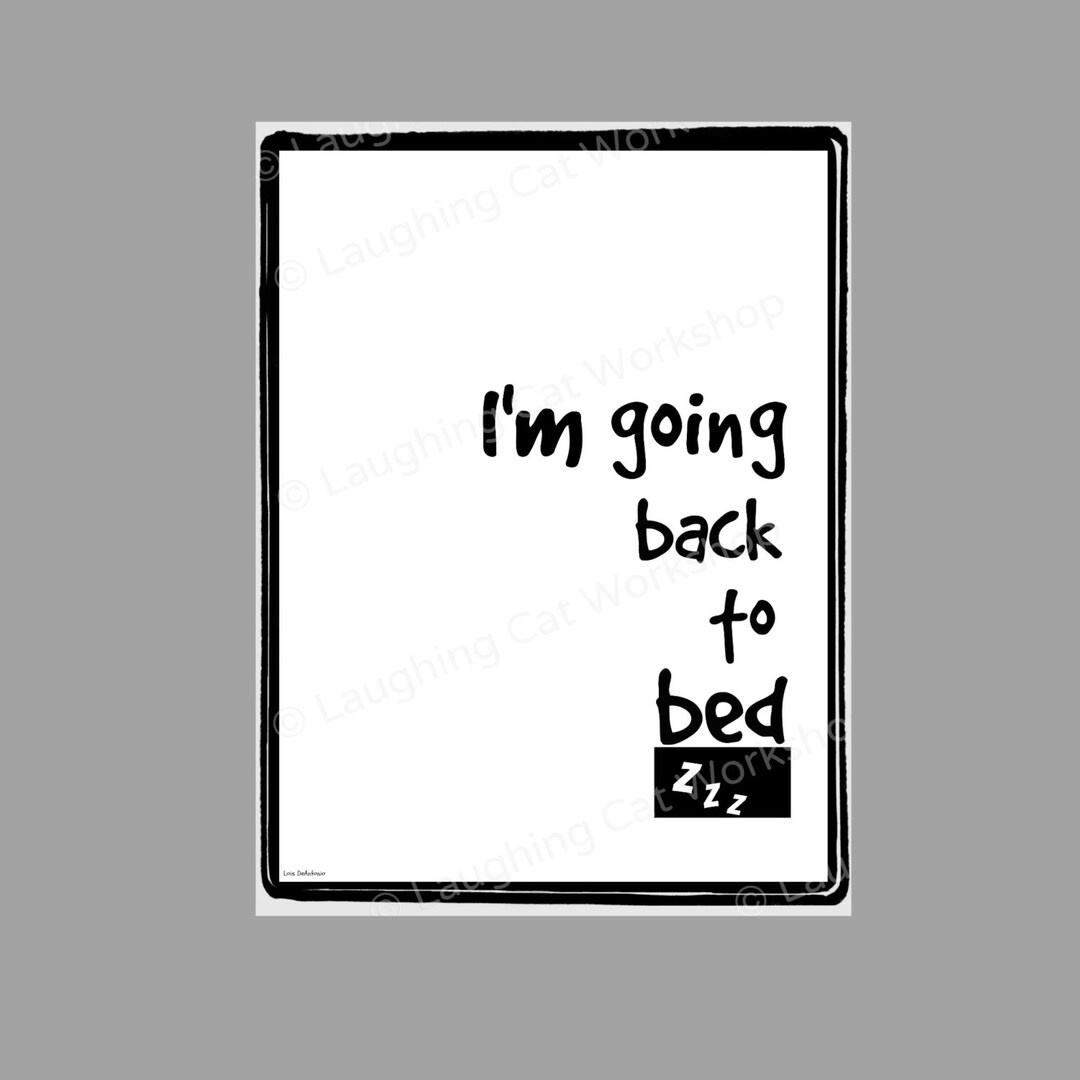 Going Back to Bed Art Print Funny Teen Girl Room Decor Whimsical Dorm ...