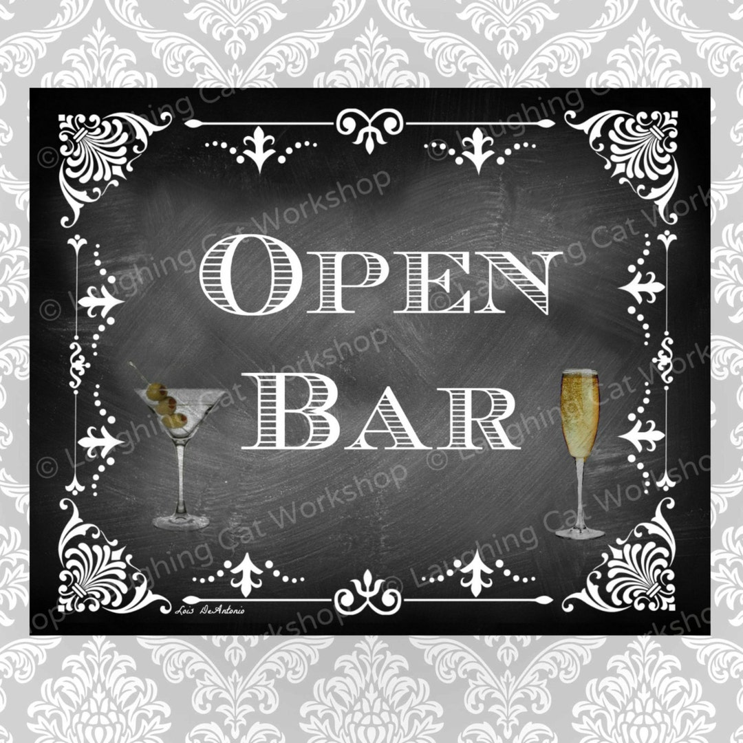 Chalkboard Style Wedding Decor Open Bar Sign Happy New Year Adult Party ...
