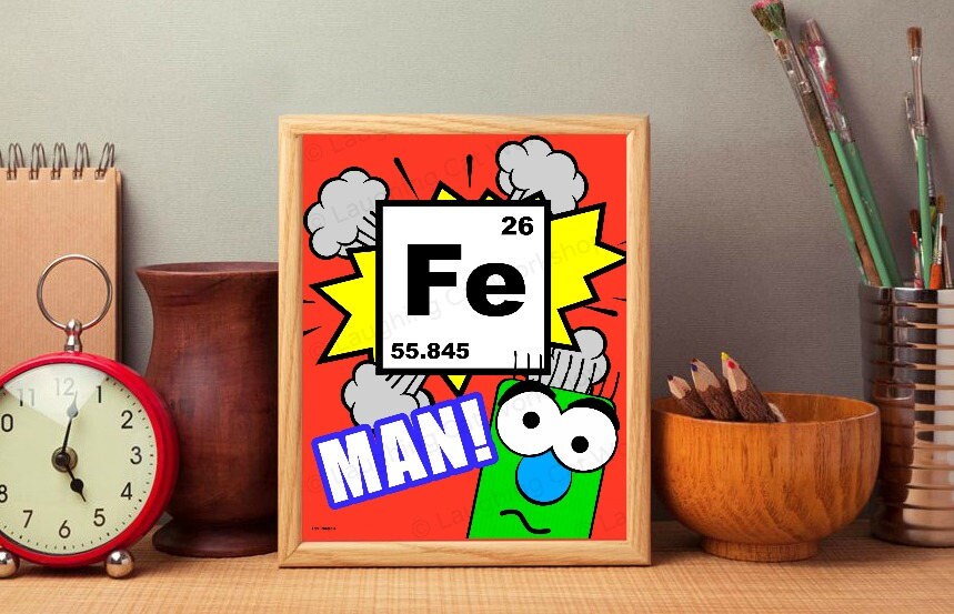 Funny Science Art Comics Funny Iron Chemistry Teachers Print Girls STEM ...