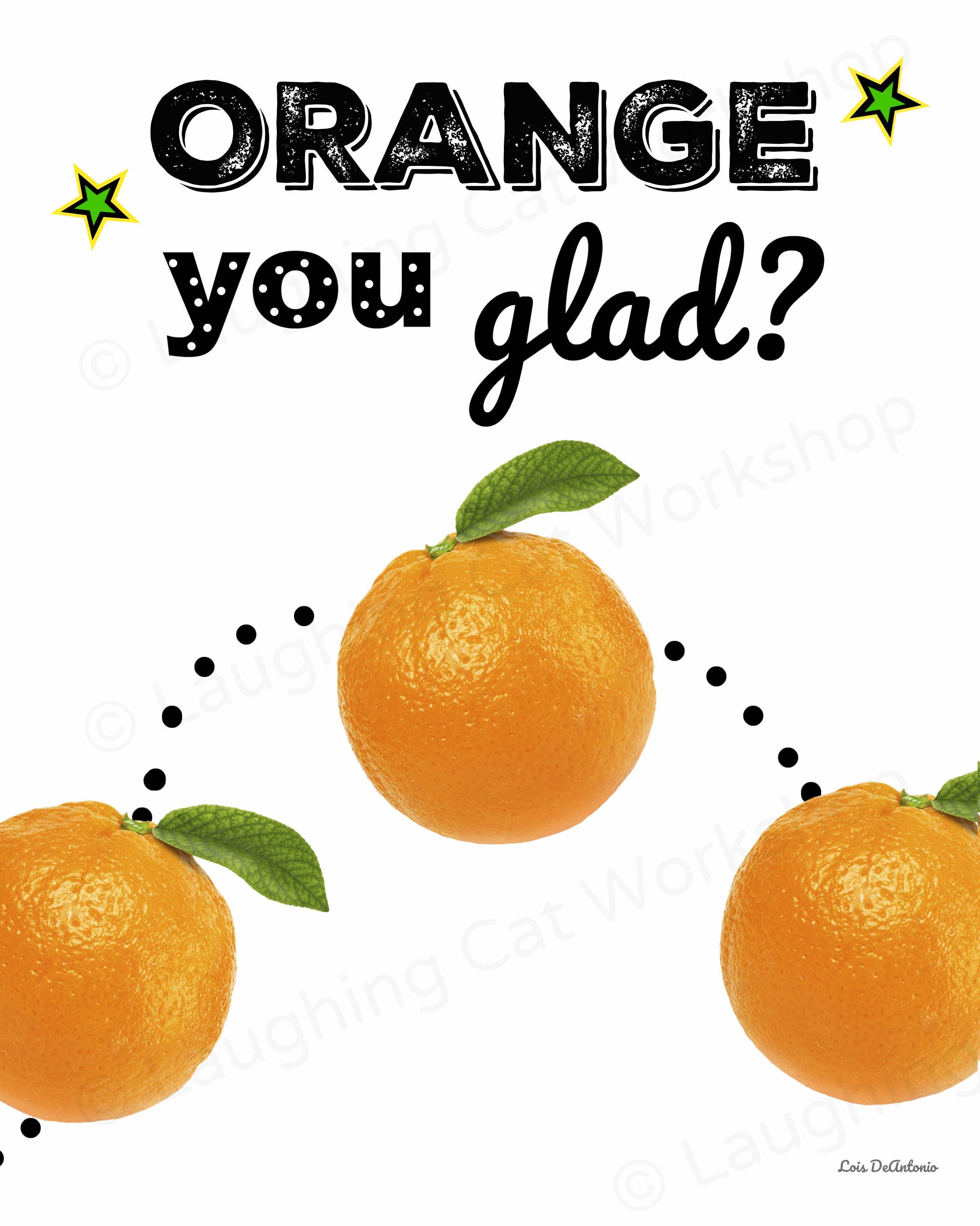 Funny Fruit Orange Art Print Modern Kitchen Decor Children Back to ...