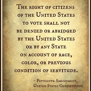 15th Amendment United States Constitution Art Print Attorney Lawyer Art ...