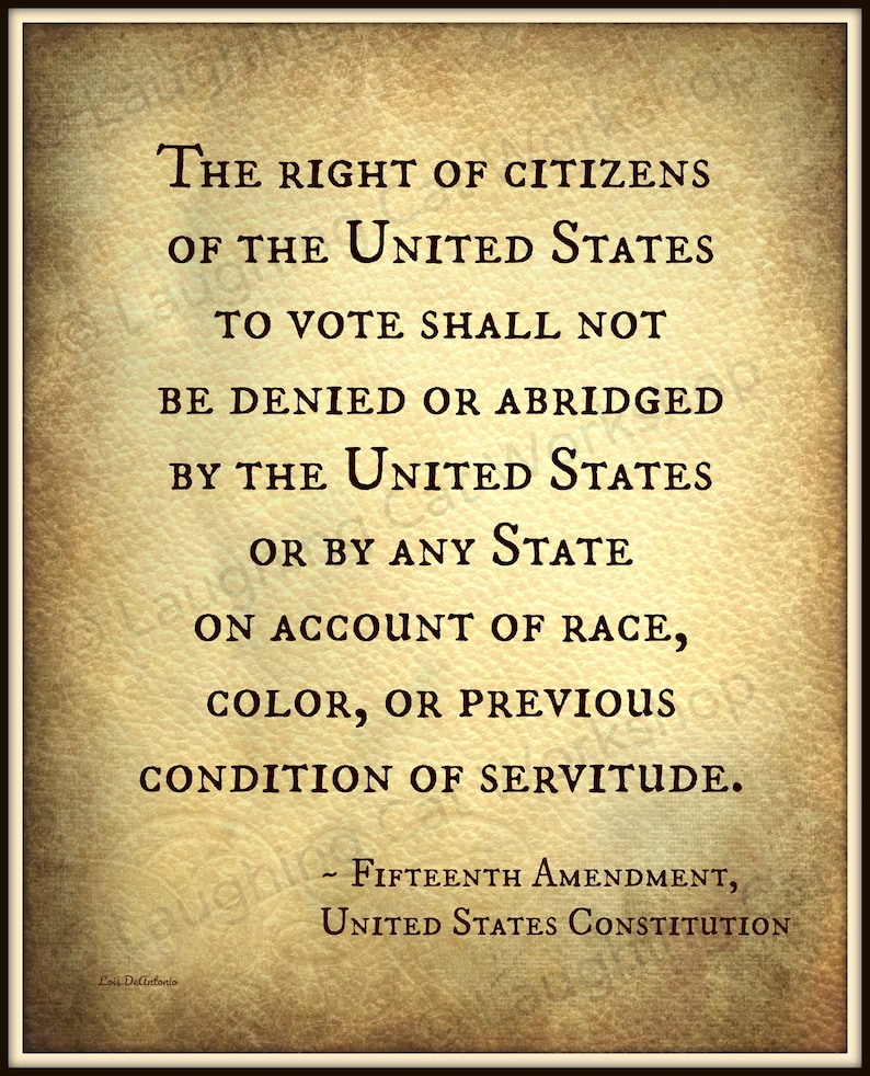 15th Amendment United States Constitution Art Print Attorney - Etsy