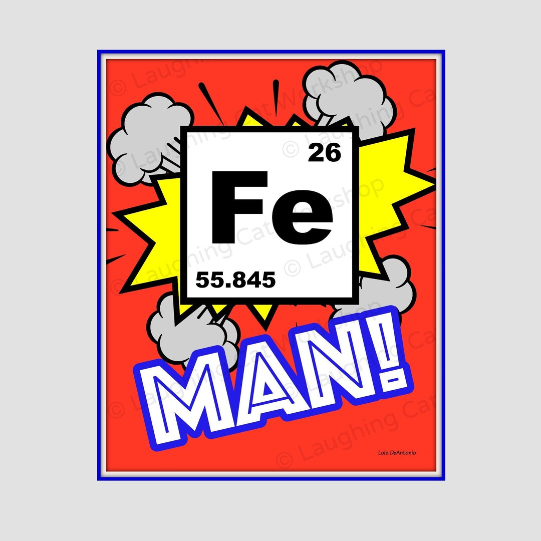 Funny Science Art Comics Funny Iron Chemistry Teachers Print Girls STEM ...