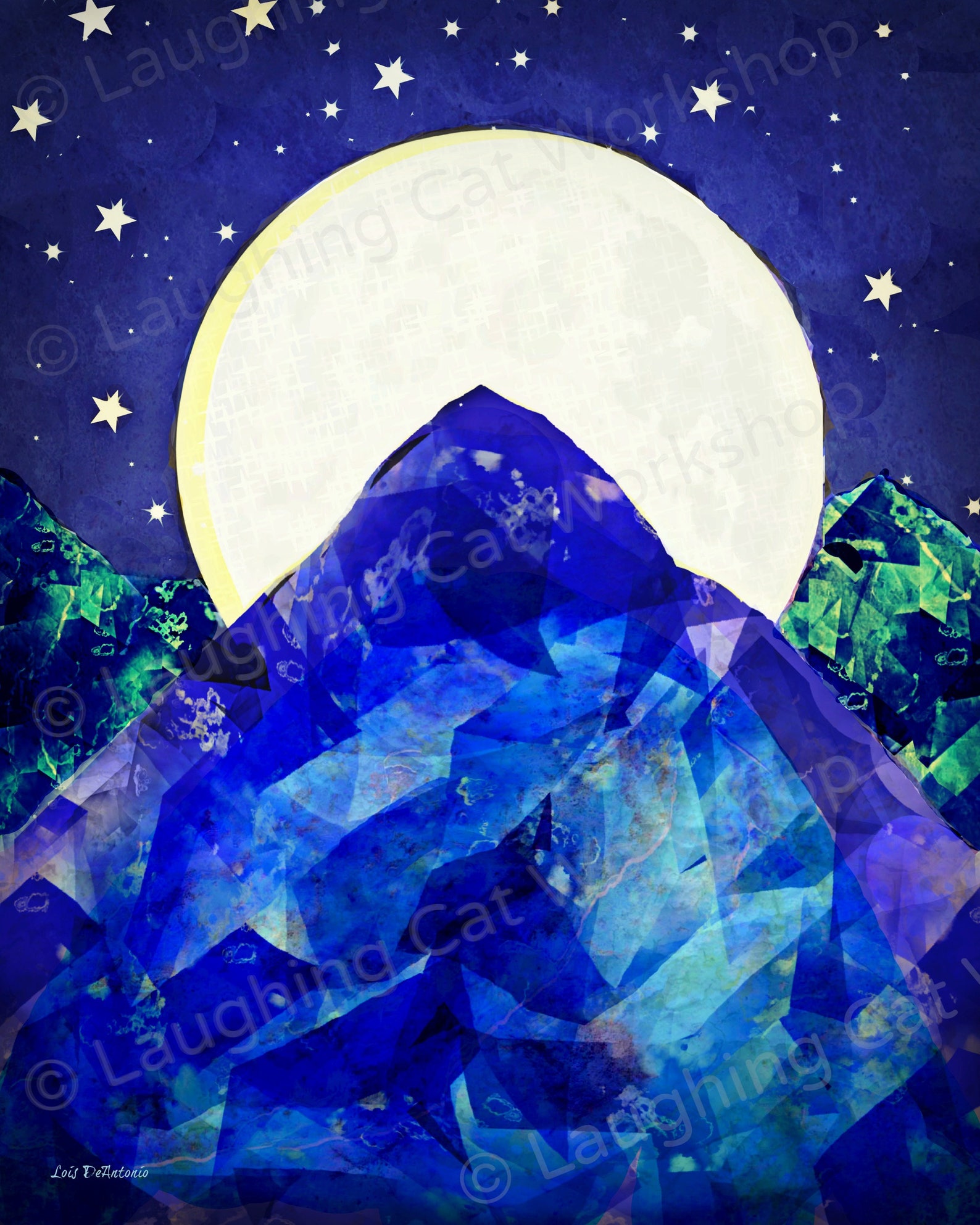 Mountain Print Full Moon Poster Happy Camper Baby Nursery Decor ...