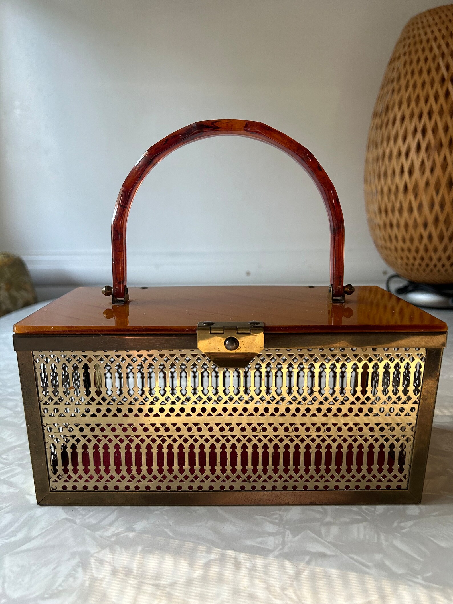 1950s Apple Juice Bakelite and Brass Purse - Etsy