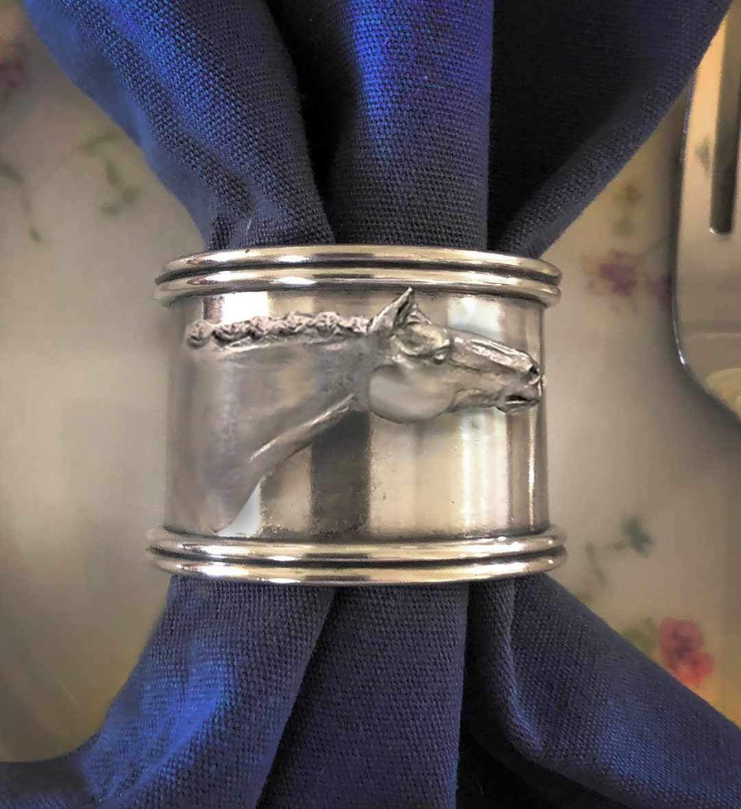 Thoroughbred-hunter Horse Napkin Rings Set of Four in Brilliant Silvery ...