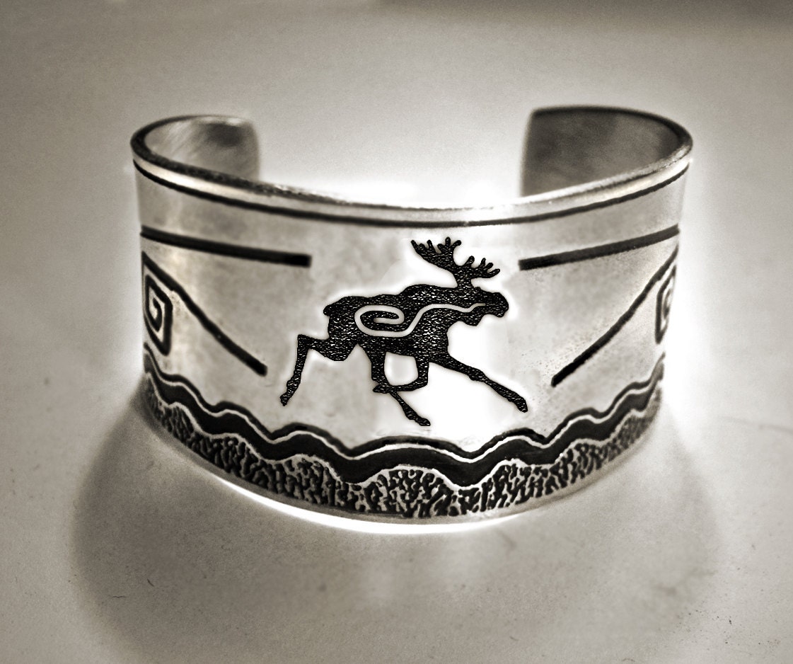 Native American inspired jewelry Moose Cuff bracelet Native | Etsy