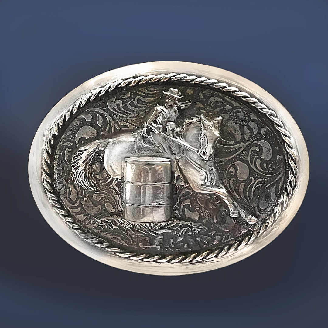 Barrel Racer Horse & Rider Belt Buckle for Women, 4 X 3 Inch Oval ...