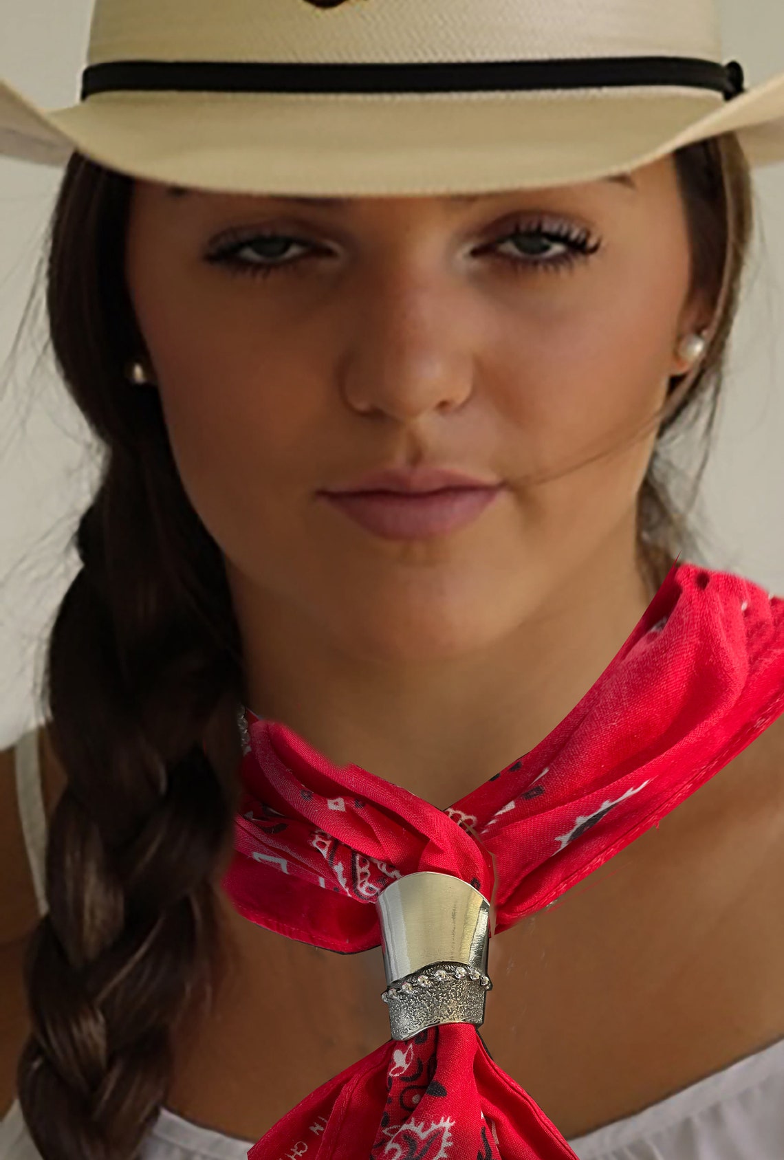 Western Scarf Slide Beaded Wave in Polished Pewter - Etsy