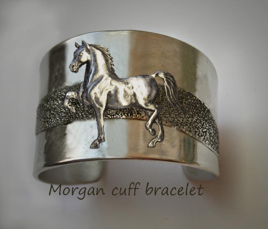Morgan Horse Cuff Bracelet in Silvery Pewter Handmade by the Artist USA ...