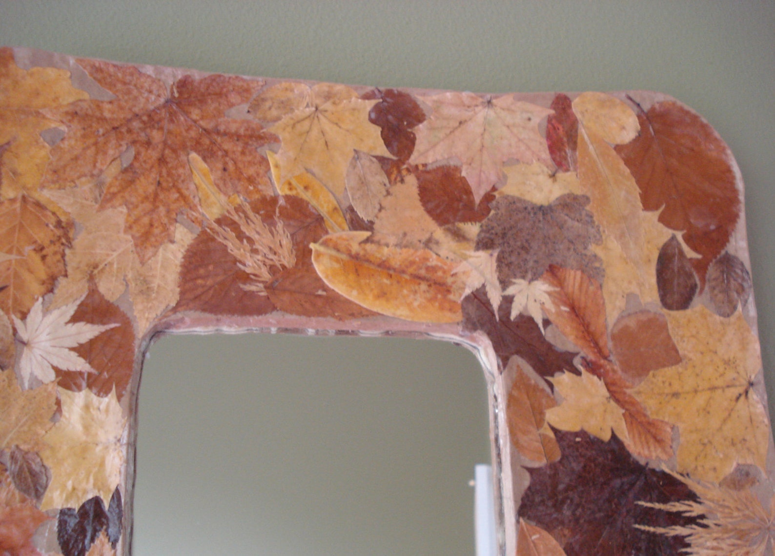 Square Paper Mache Mirror With Natural Leaves - Etsy
