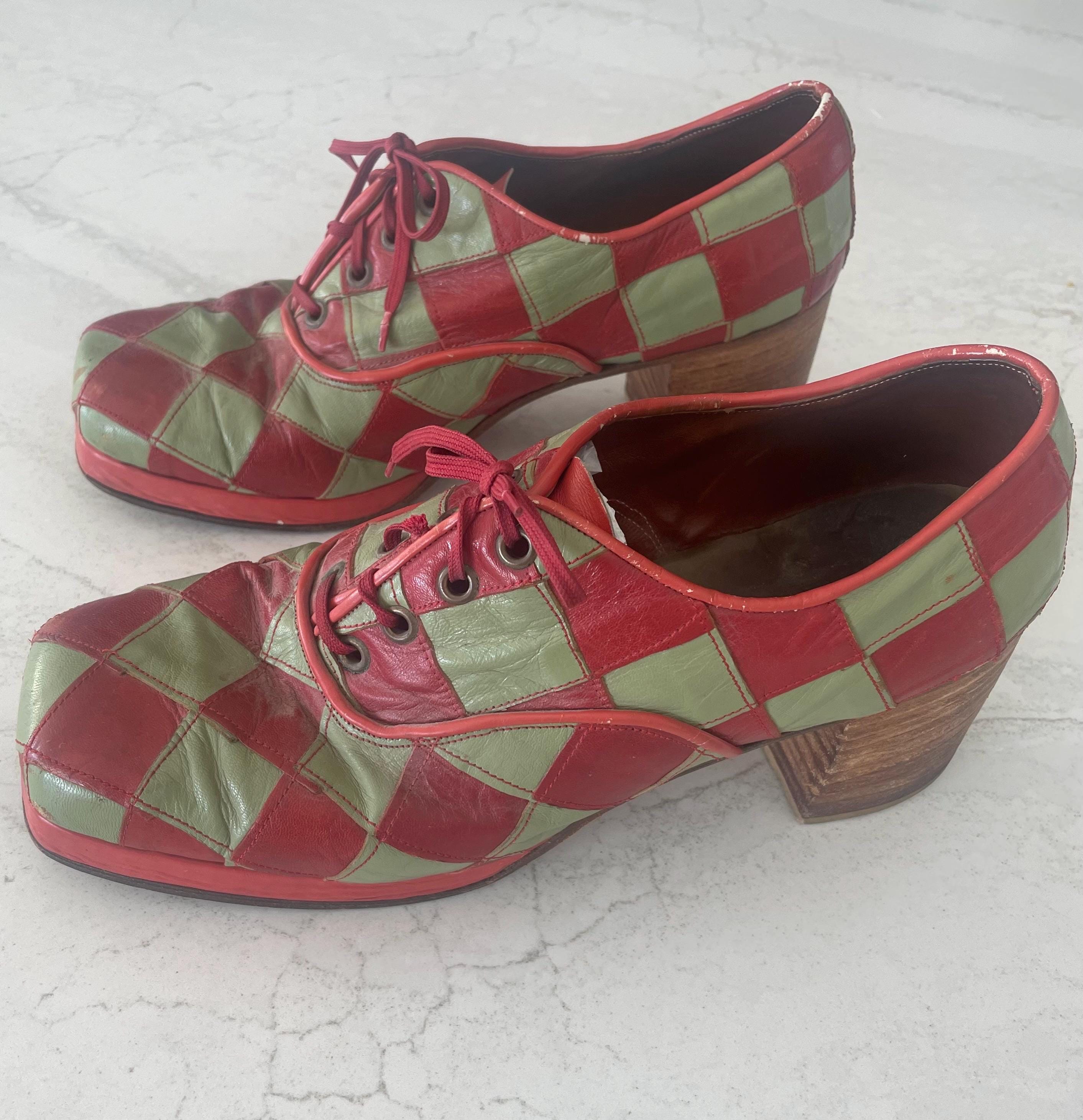 70s Vintage Terry Dehavilland Men’s Lace-up Patchwork Platform Shoes - Etsy