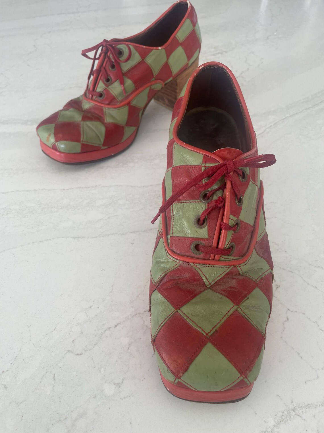 70s Vintage Terry Dehavilland Men’s Lace-up Patchwork Platform Shoes - Etsy