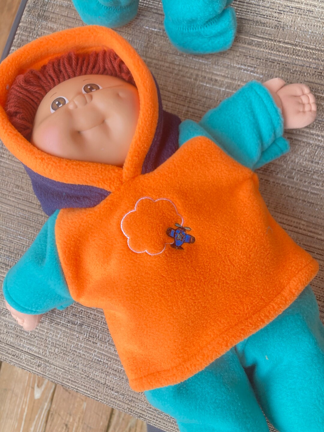 WINTER 16 Inch, Cabbage Patch Doll Clothes, Orange Embroidered Airplane ...