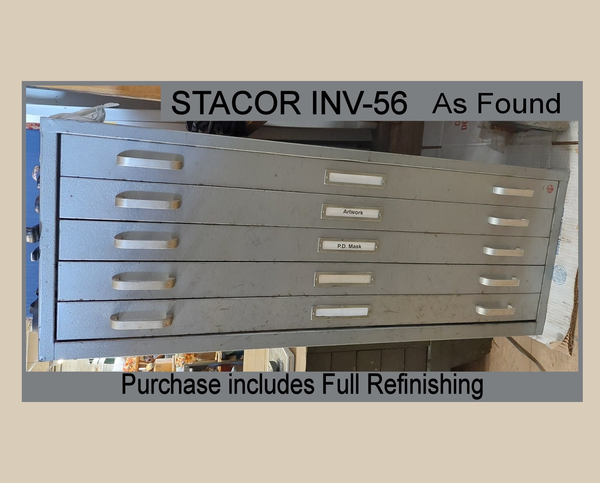 Flat File INV-56 Coffee Table Artist Print File Vintage STACOR Steel ...
