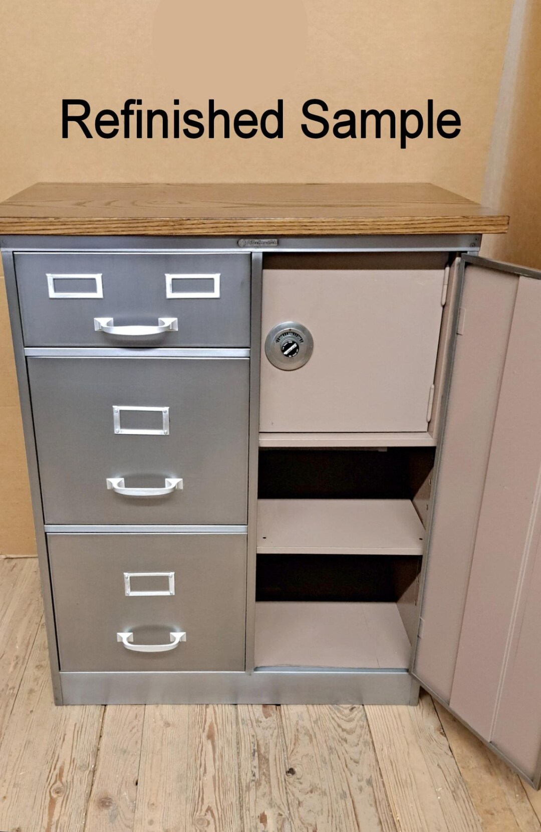 Filing Cabinet W/safe Compartment Locking Combination Vintage Metal ...
