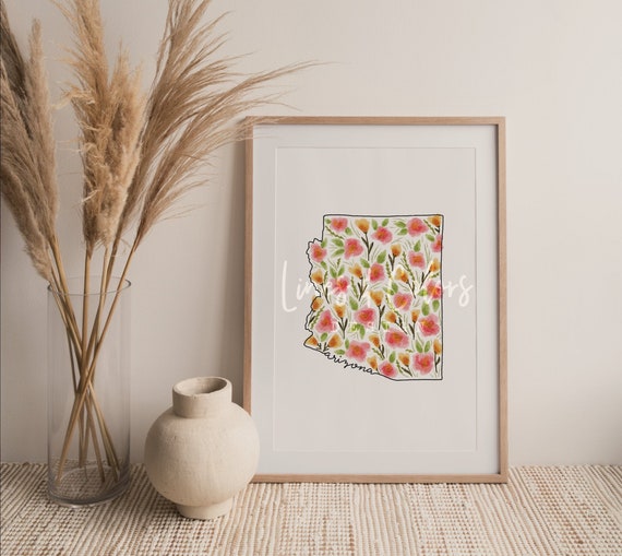 Arizona State Outline Digital Art Print | Etsy