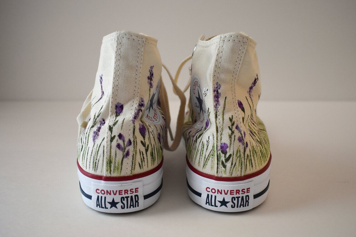 Floral Custom Painted High Top Converse - Etsy