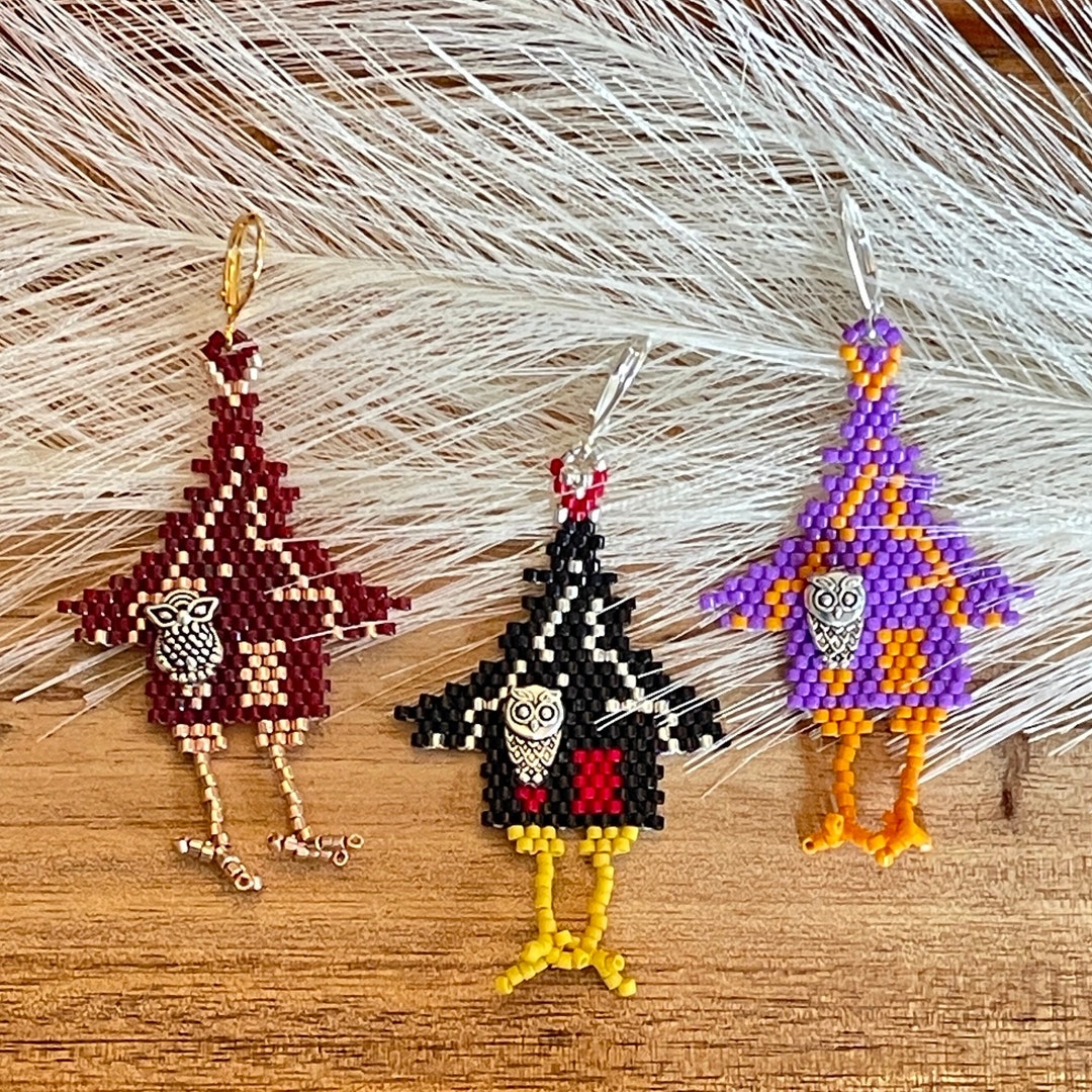 Baba Yaga Hut With Owl Earrings, House on Chicken Legs Earrings, Witchy ...