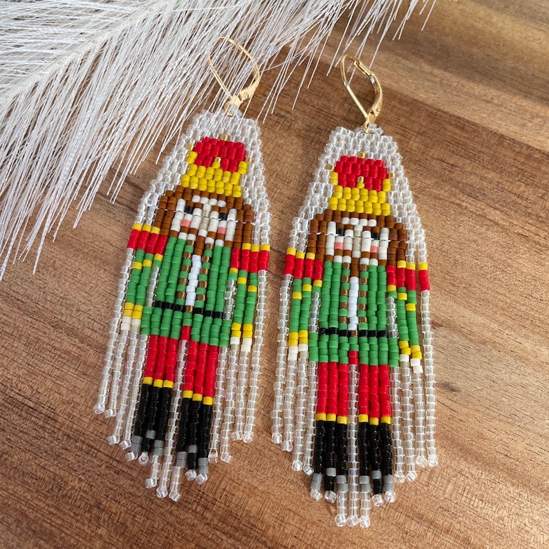 Nutcracker Earringshandbeaded Christmas Fringe - Etsy