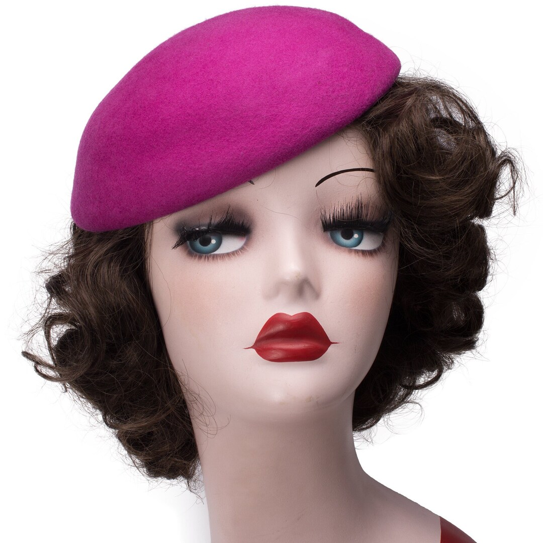 1 Pcs Hot Pink Circle Wool Felt Pillbox Hat Millinery - Etsy