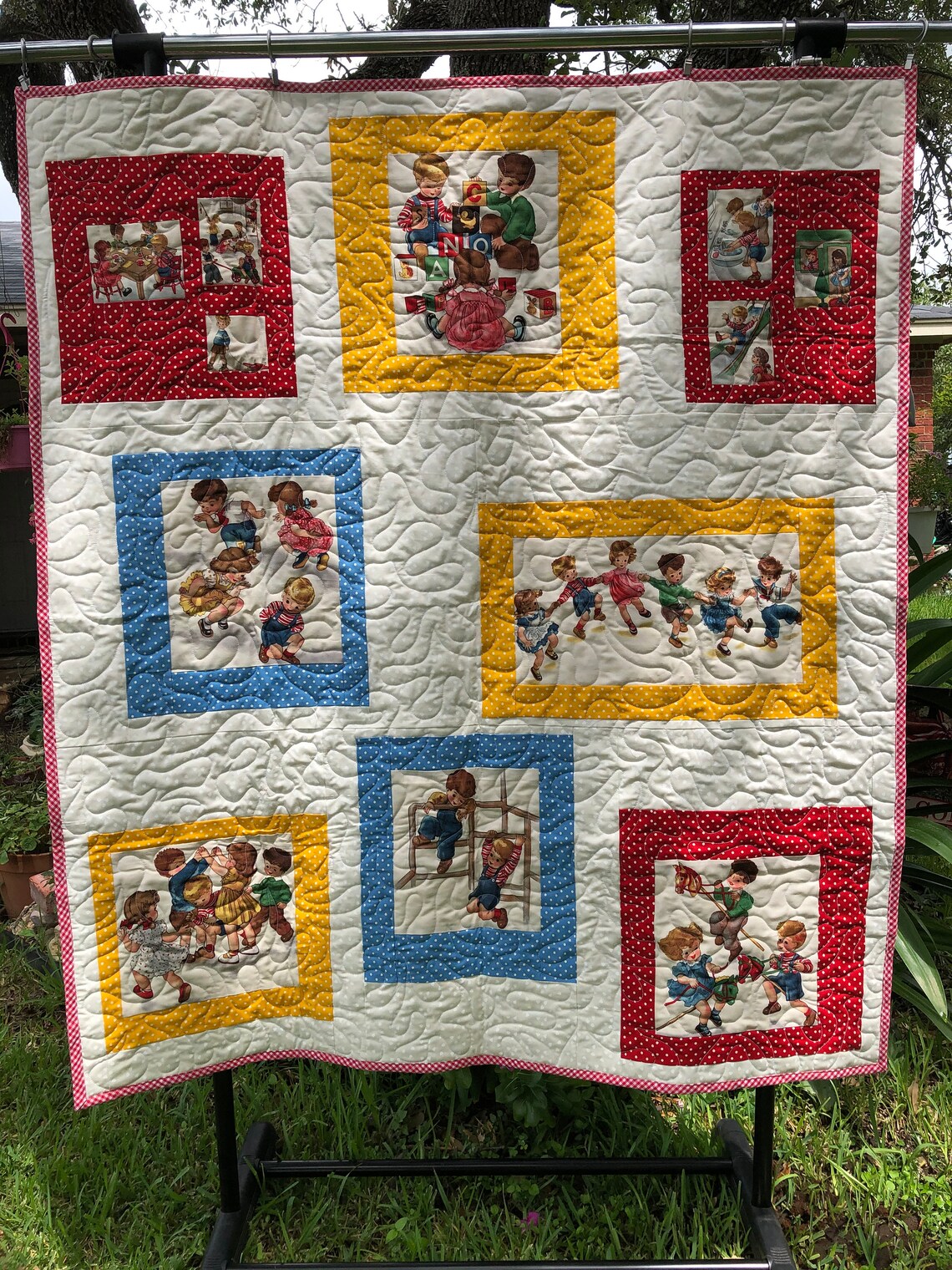 Retro Kids play All Day Quilt - Etsy