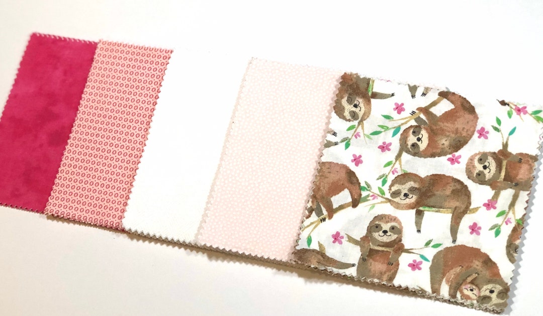 Pink Sloth Baby Shower Quilt Kit - Sloth Message Quilt Kit - Newborn ...