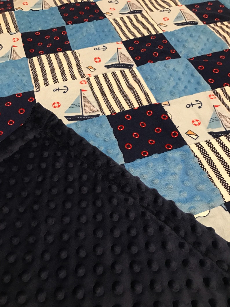 Large Nautical Themed Patchwork Quilt Nautical Baby Blanket | Etsy