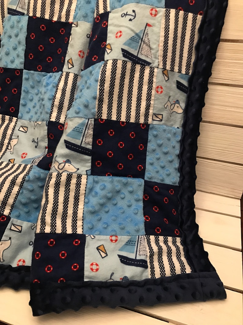 Large Nautical Themed Patchwork Quilt Nautical Baby Blanket - Etsy