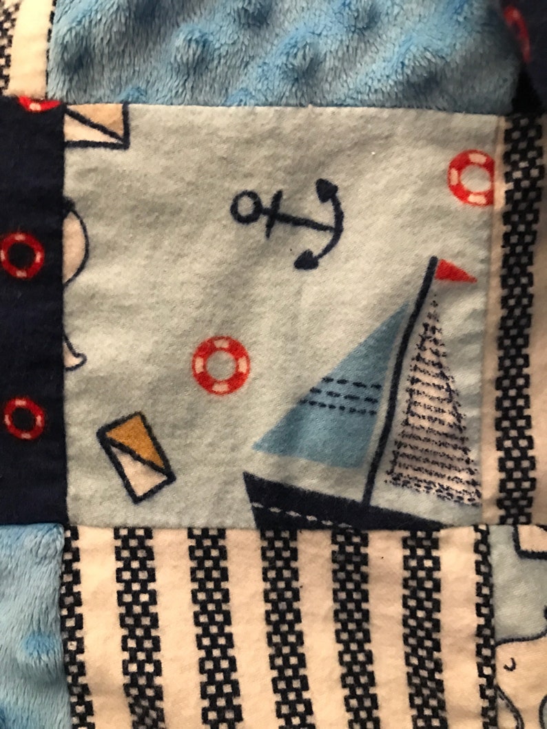 Large Nautical Themed Patchwork Quilt Nautical Baby Blanket | Etsy