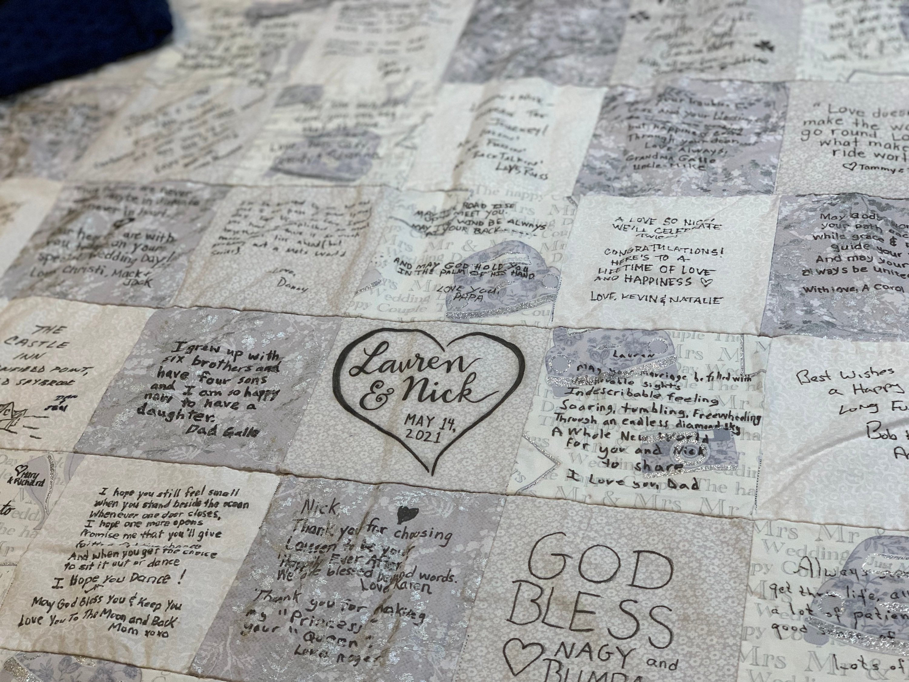 Floral Salmon and Gray Wedding Message Quilt Kit Adult Size | Etsy