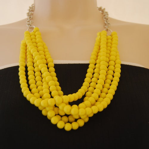 Yellow Statement Jewelry Set Chunky Beaded Necklace Yellow - Etsy