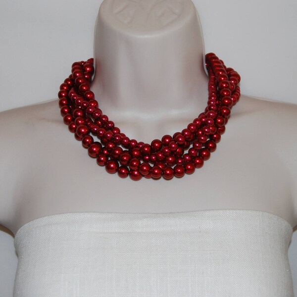 Red Statement Necklace - Etsy