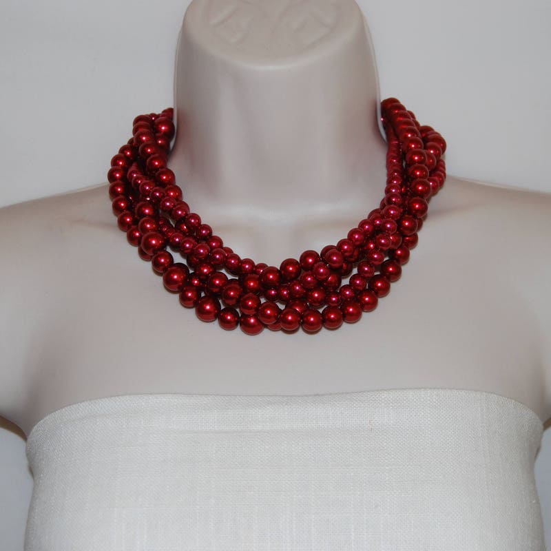 Bold Red Necklace - Etsy