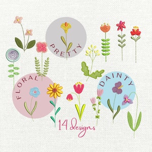 Dainty Floral Embroidery Designs, 14 Machine Embroidery Flowers ...