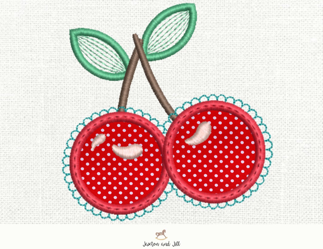 Applique Cherries Machine Embroidery Design, Red Cherries Download 4x4 ...