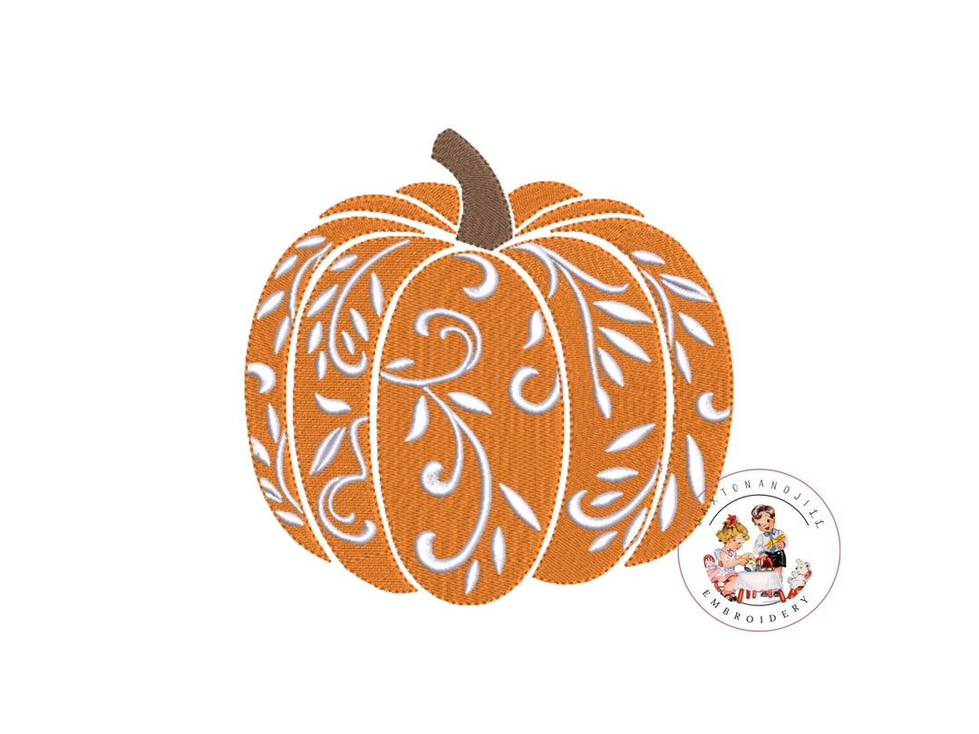 Floral Pumpkin Machine Embroidery Design: Fall Thanksgiving (4x4 5x5 ...